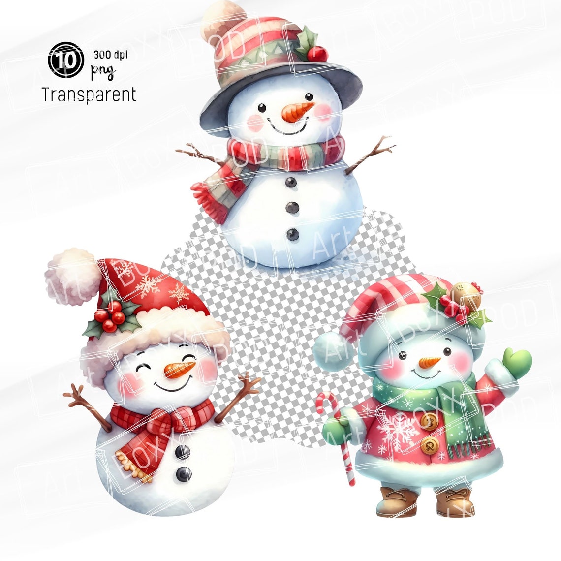 Christmas Clipart, Cute Snowman Festive Clipart V.3, Seasonal Clipart ...