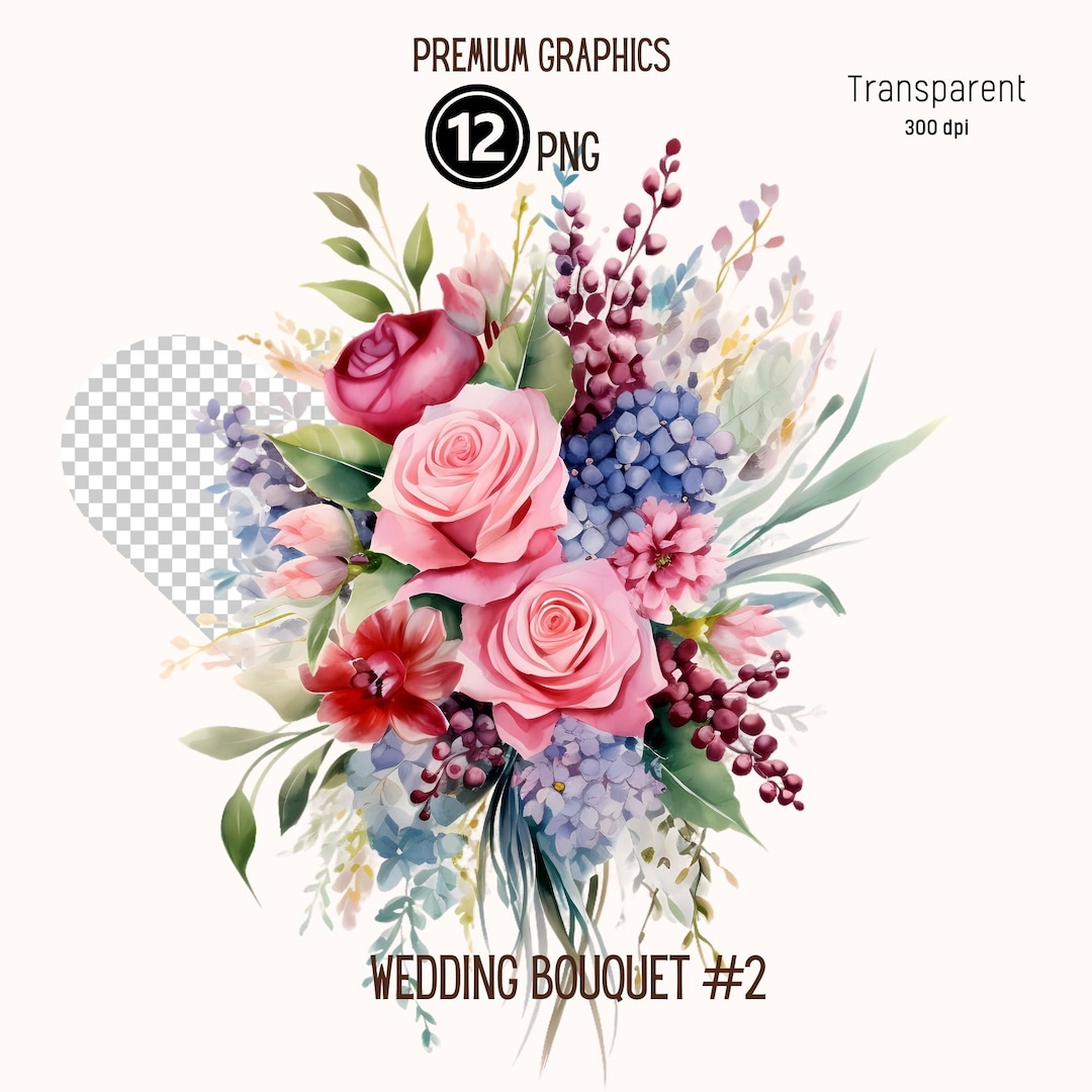 Wedding Bouquet Clipart, Wedding Bouquets Printable, Wedding Flowers ...