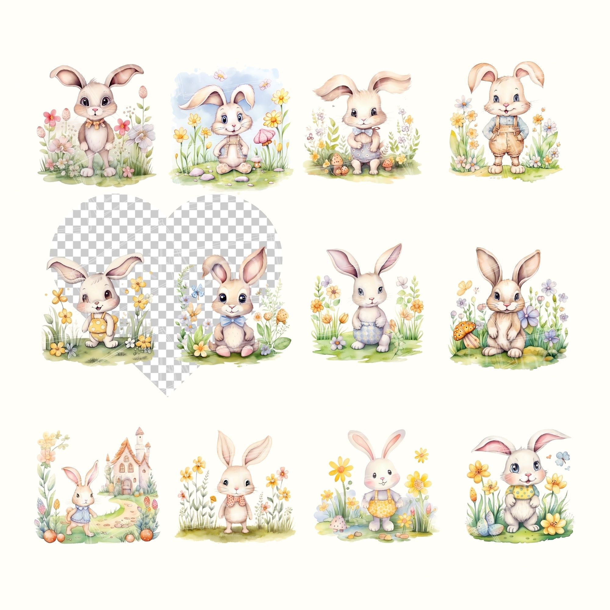 Easter Bunny PNG, Bunny Clipart Cute Bunny, for Easter Greeting Card ...