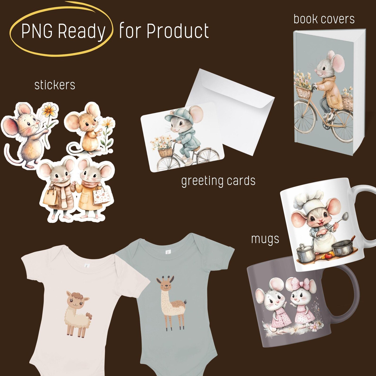 Cute Mice Clipart, Springtime Mouse Cartoon PNG, Nursery Art Digital ...