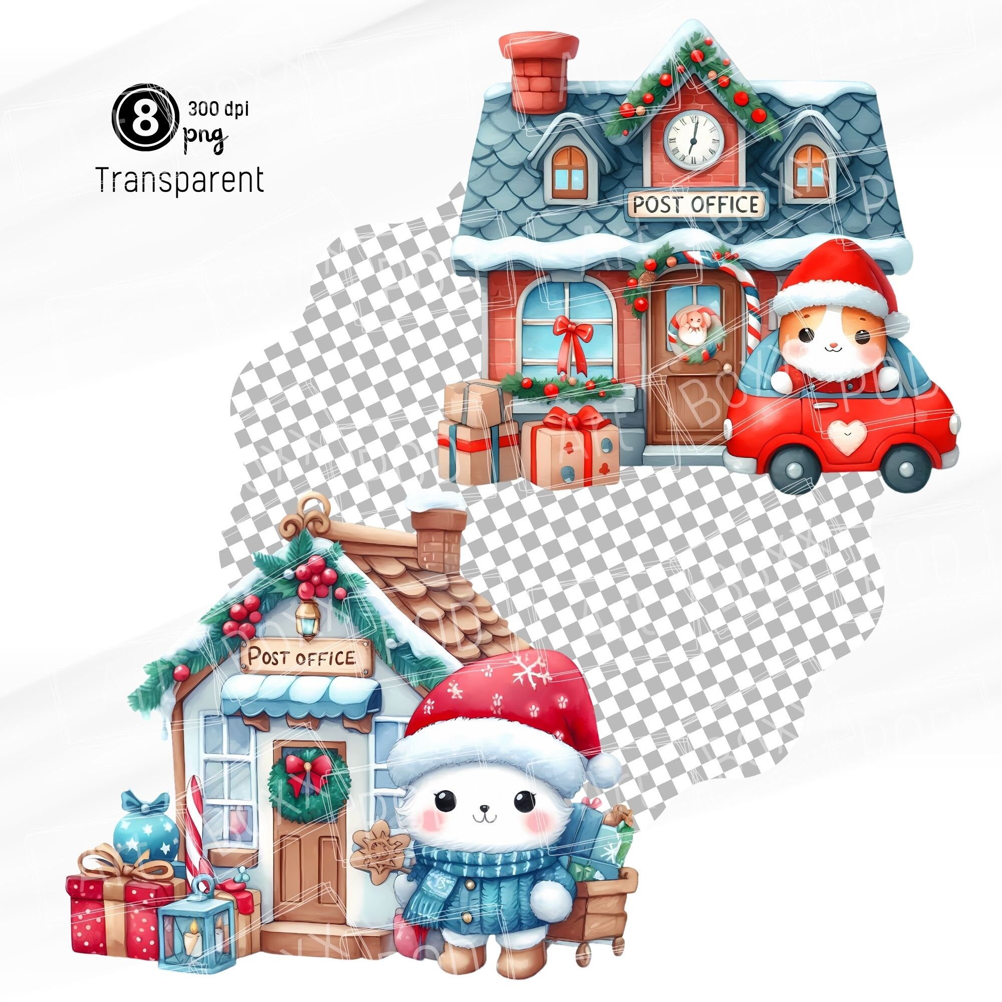 Christmas Clipart, Cute Post Office Christmas, Christmas Strorefront ...