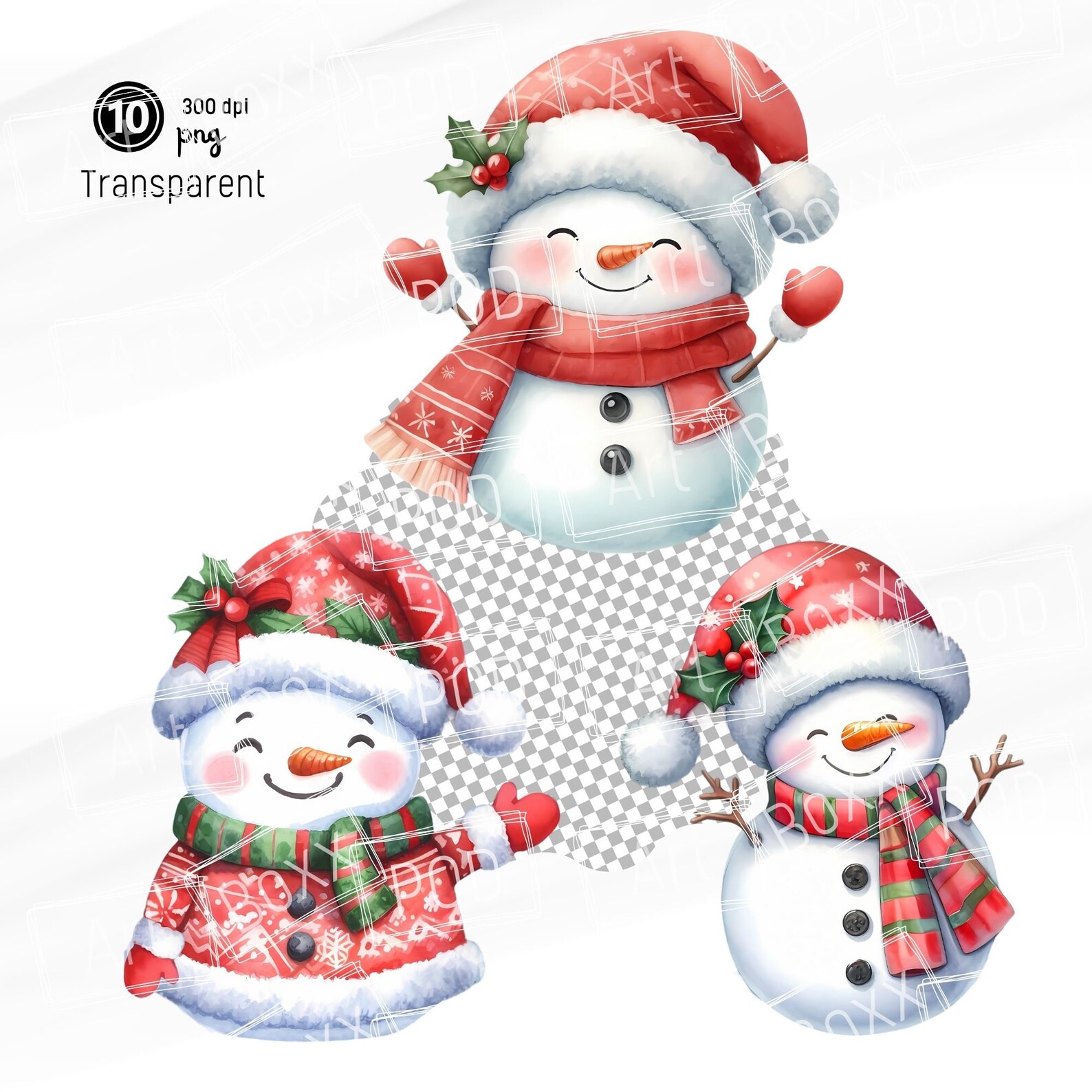 Christmas Clipart, Cute Snowman Festive Clipart V.2, Seasonal Clipart ...