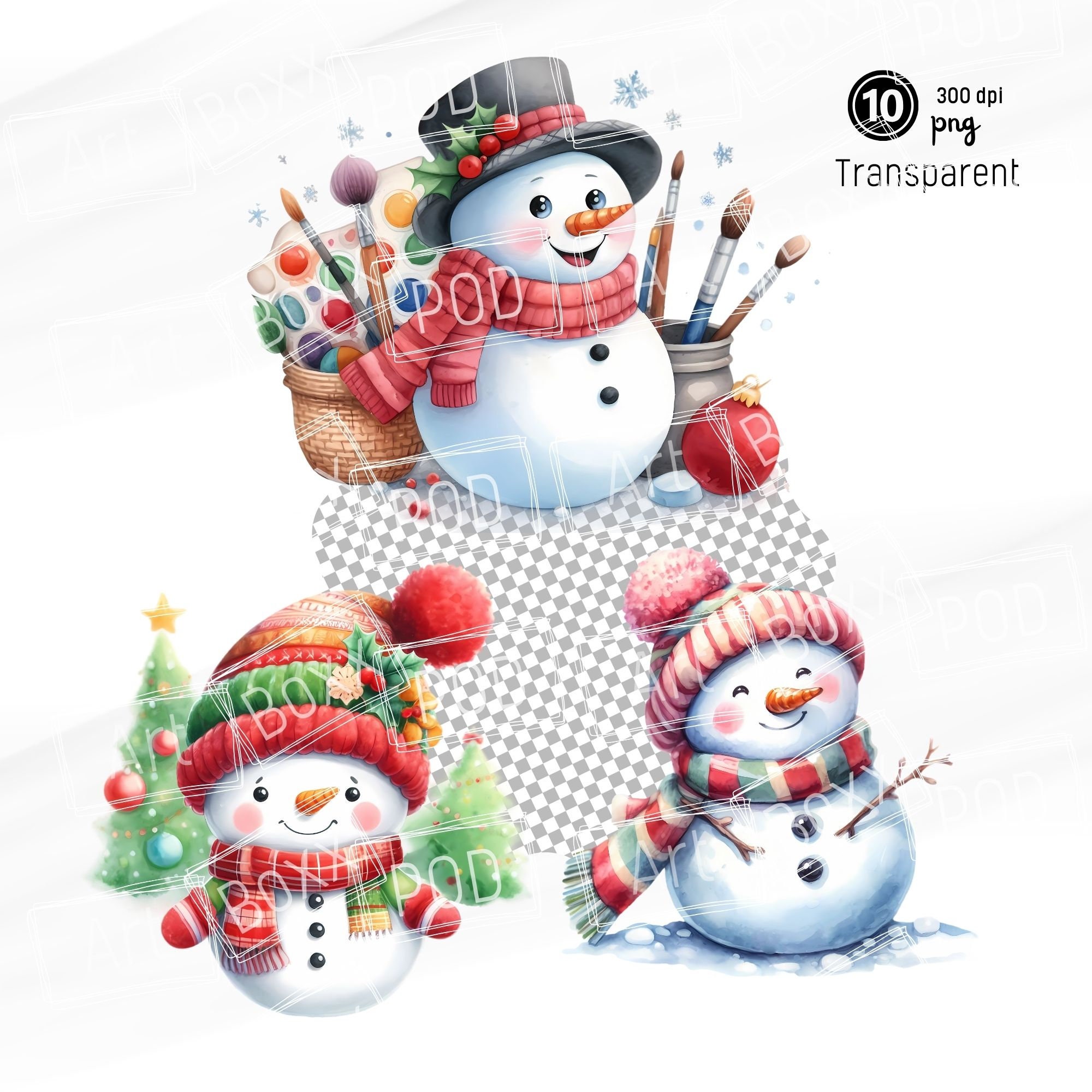 Christmas Clipart, Cute Snowman Festive Clipart V.3, Seasonal Clipart ...