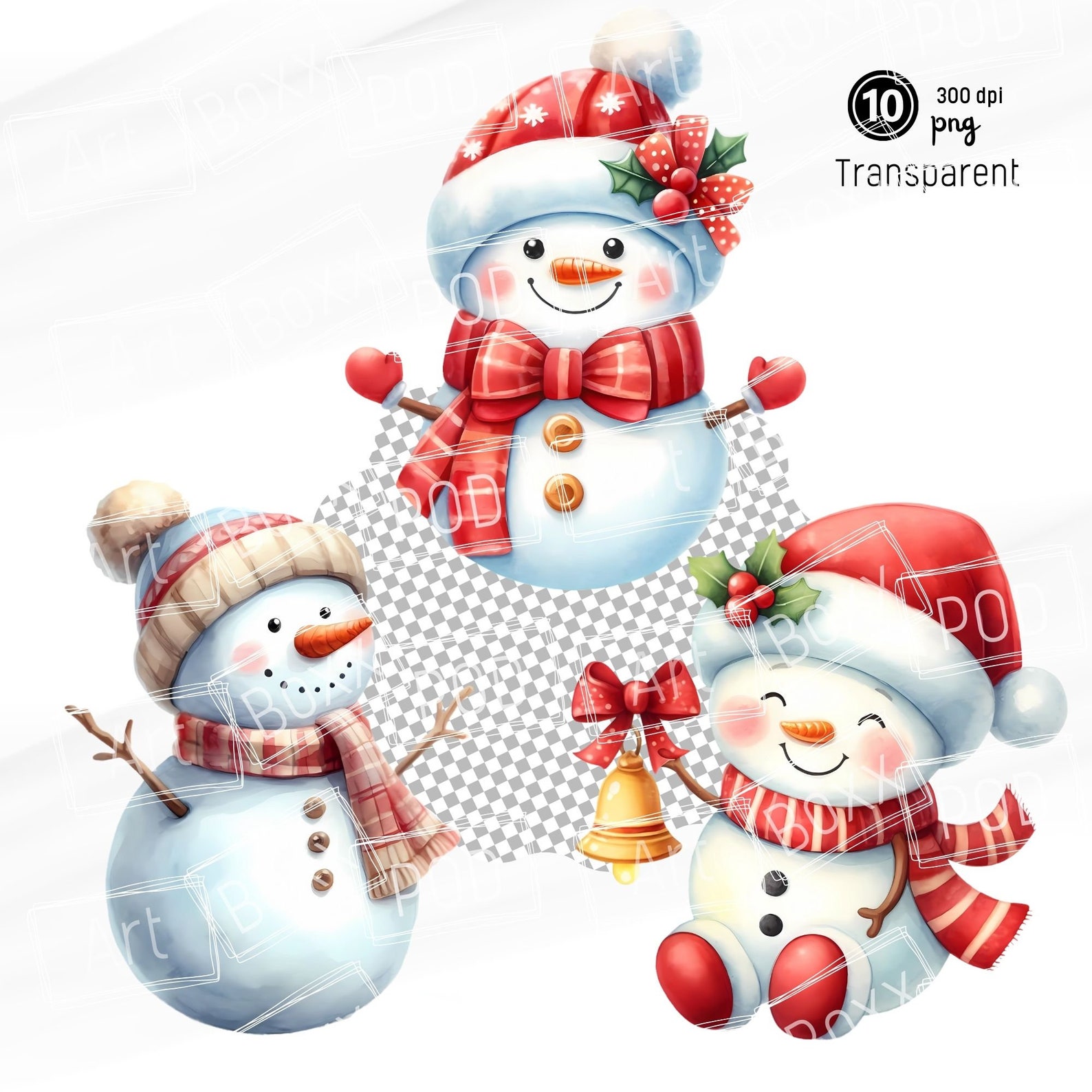 Christmas Clipart, Cute Snowman Festive Clipart V.2, Seasonal Clipart ...