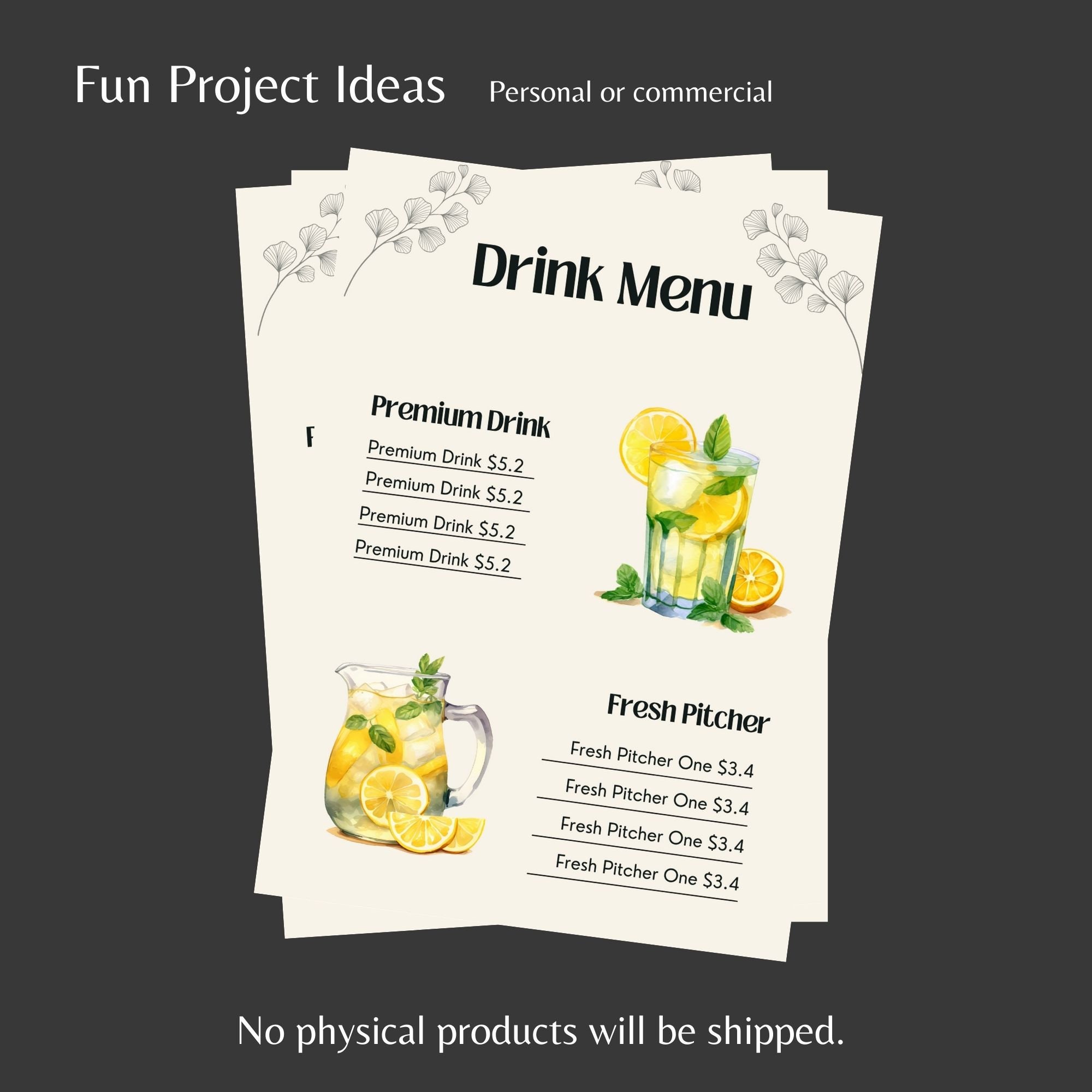 Lemonade Pitcher and Glass Printable Clipart, Watercolor PNG for ...