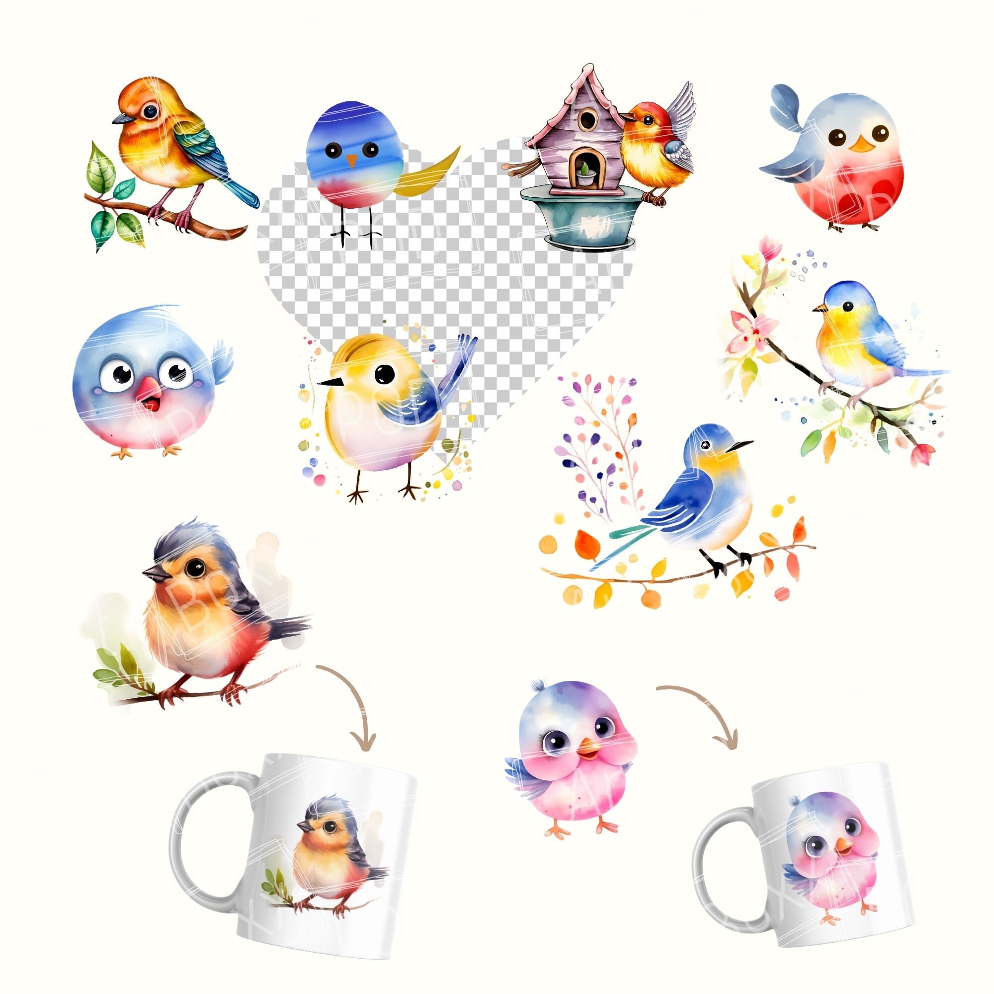 Bird Clipart Bundle, Spring PNG, Birds Decor Kids Arts, Kids Wall Art ...