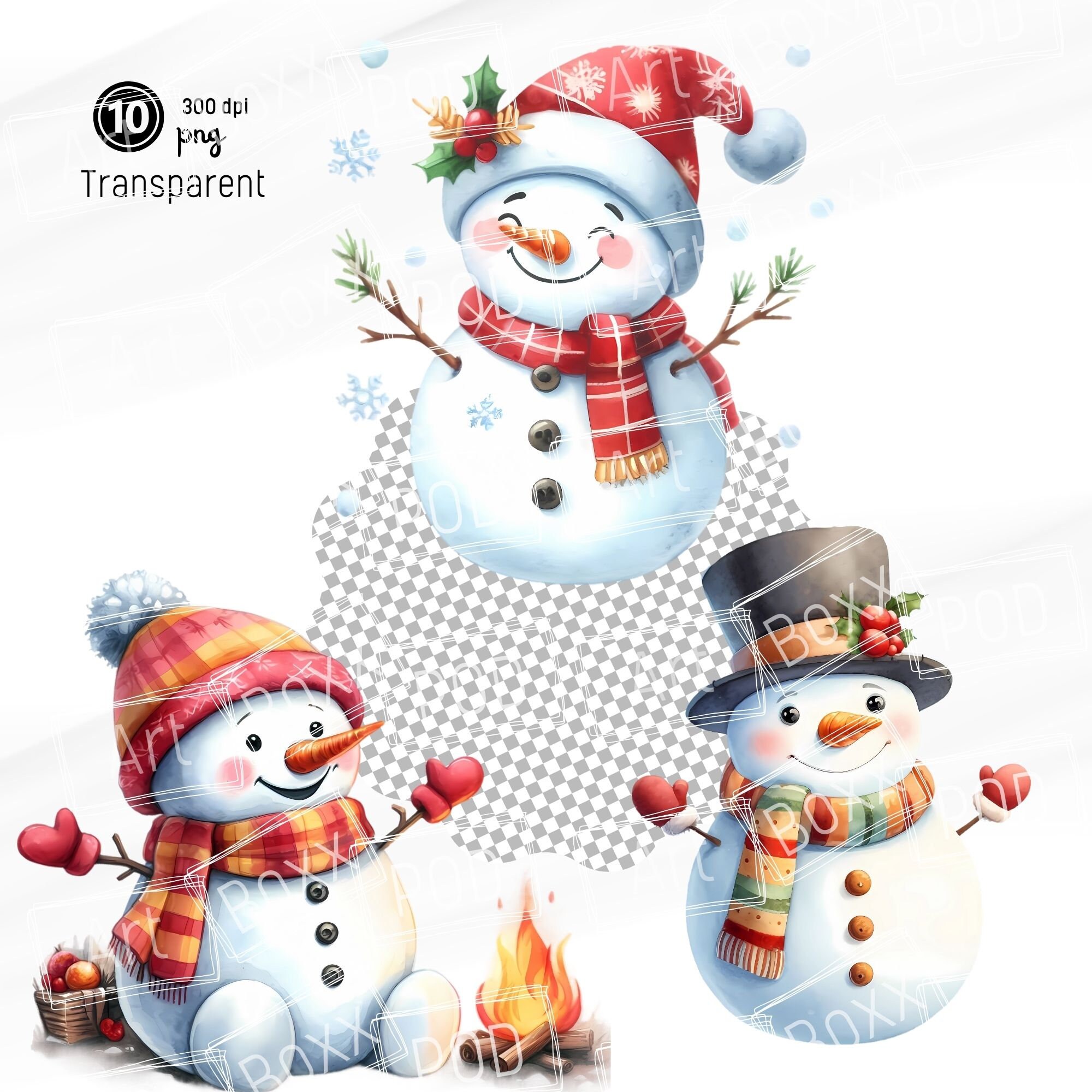 Christmas Clipart, Cute Snowman Festive Clipart V.1, Seasonal Clipart ...