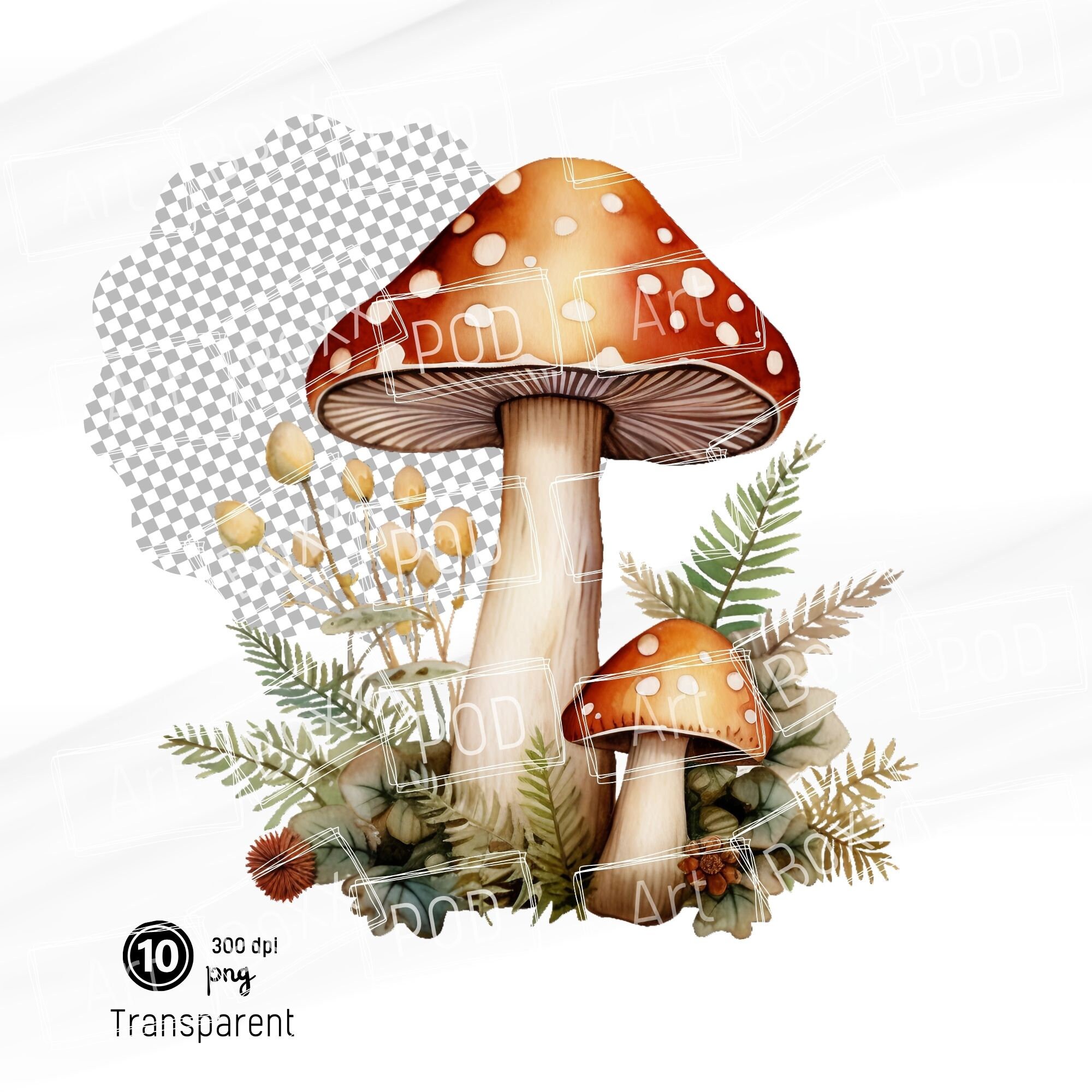 Christmas Clipart Cute Mushroom Clipart Cottagecore Clipart - Etsy