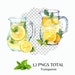 Lemonade Pitcher and Glass Printable Clipart, Watercolor PNG for ...
