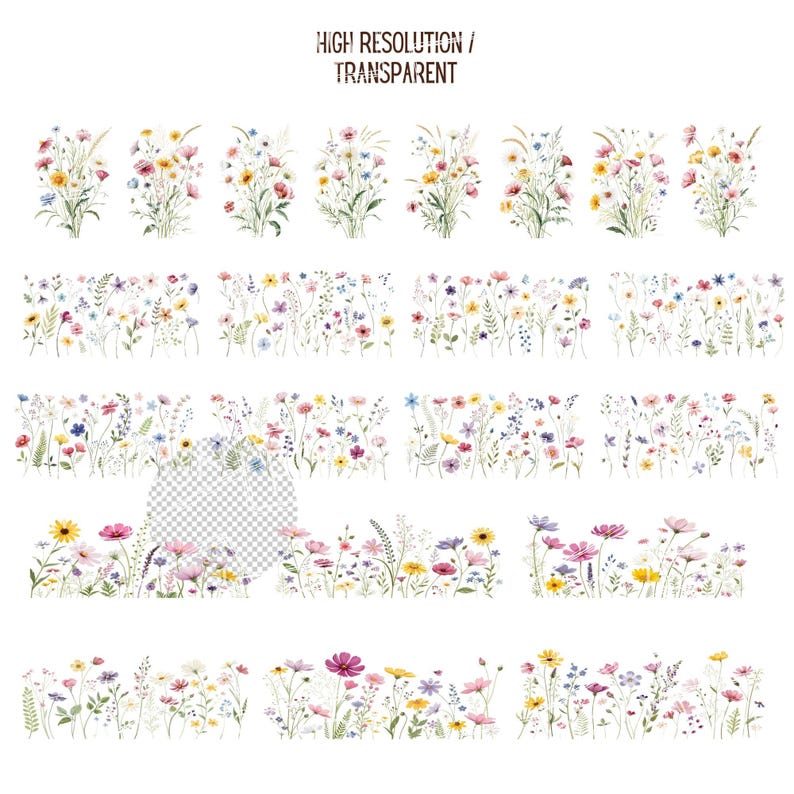 Wildflower Boho Flowers PNG Designs, Flowers PNG, Wildflowers Border ...