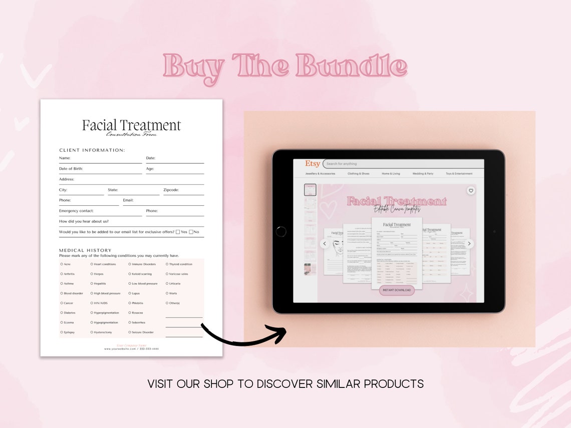 Facial Consultation Form for Estheticians and Beauty Salons, Client ...