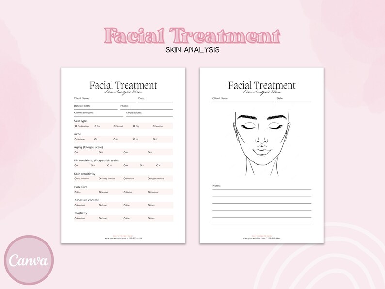 Facial Treatment Forms for Estheticians and Salons - Editable Custom ...