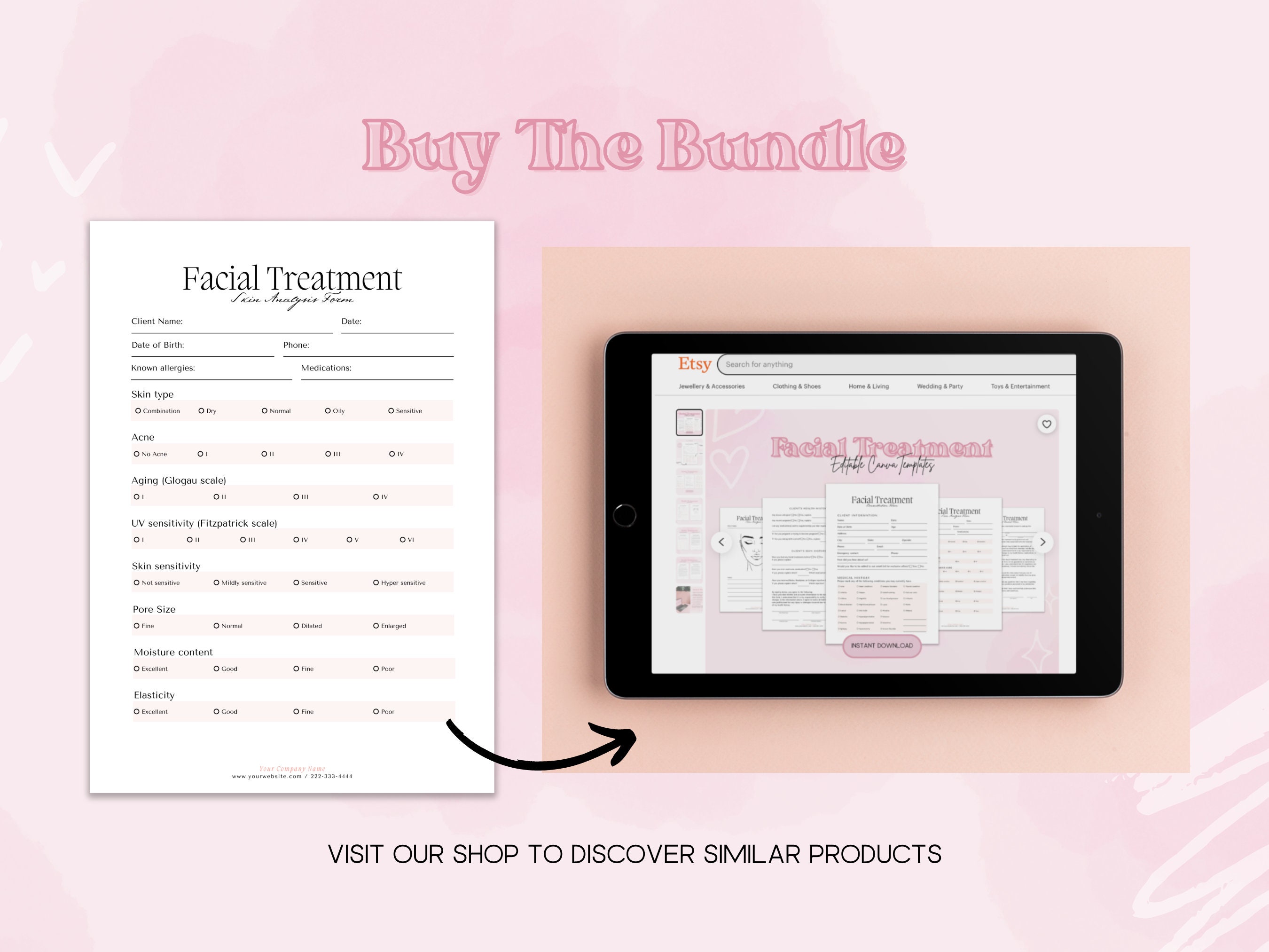 Facial Esthetician Treatment Record, Skin Analysis Forms for Beauty ...