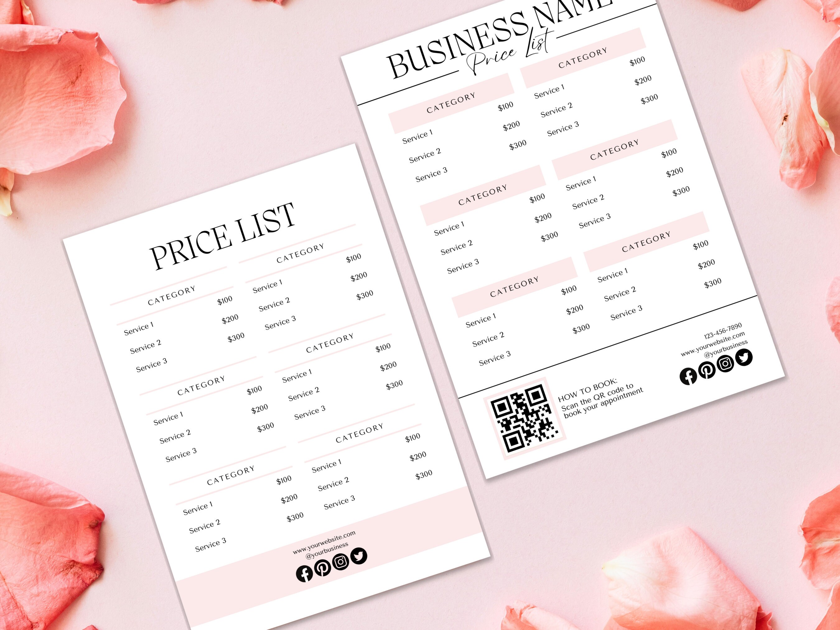 Price List Template, Editable Price List Sign Canva Template, Printable ...