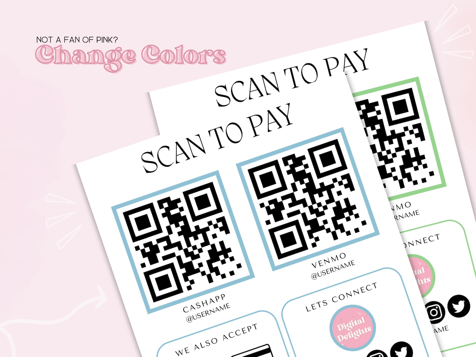 Editable QR Code Sign, Printable Scan to Pay Canva Template, Small ...