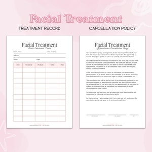Facial Treatment Forms for Estheticians and Salons - Editable Custom ...