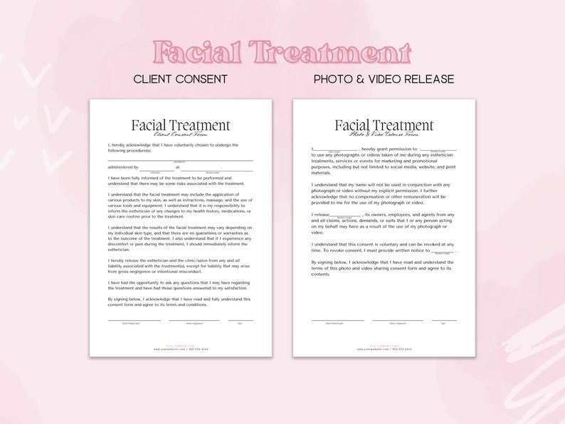 Facial Treatment Forms for Estheticians and Salons - Editable Custom ...