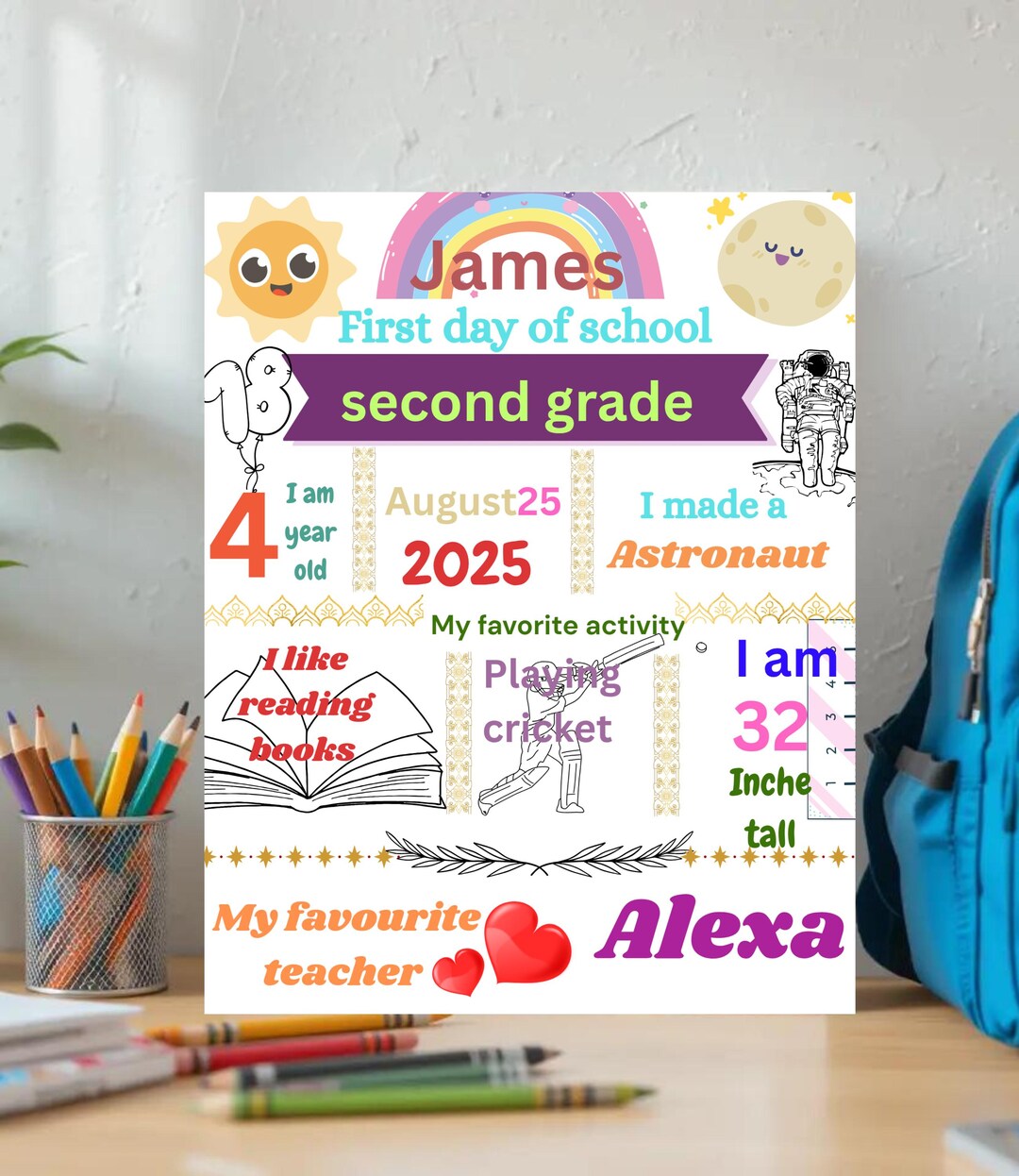 Editable First Day of School Sign Printable | Aesthetic Back to School ...