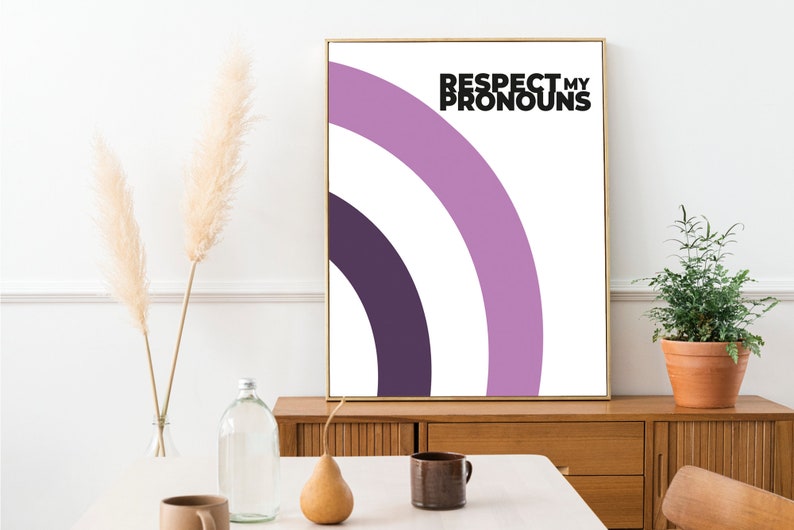 Queer Pride Flag Respect Pronouns LGBTQ Printable Wall Art - Etsy