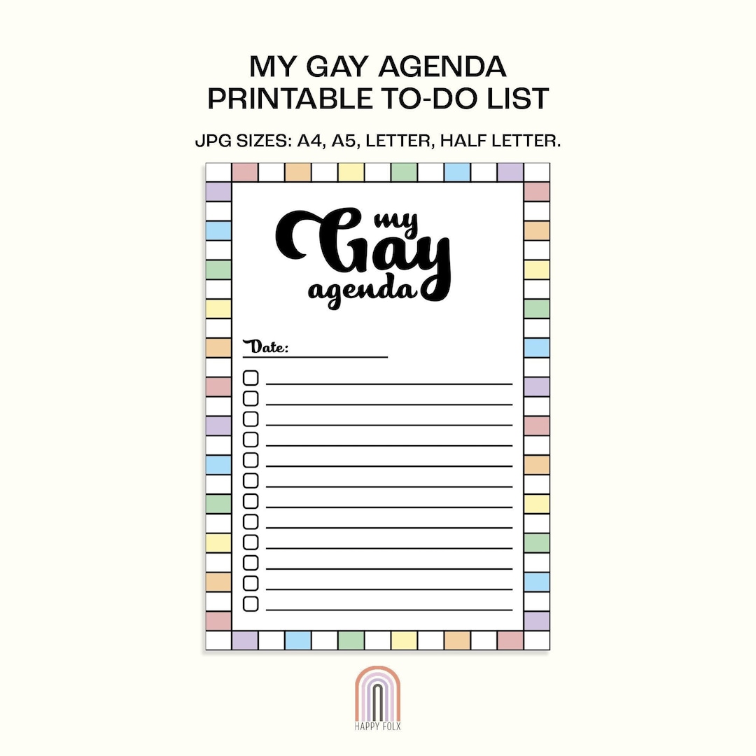 Gay Agenda Printable Rainbow To-do List Checklist LGBTQ Pride - Etsy ...