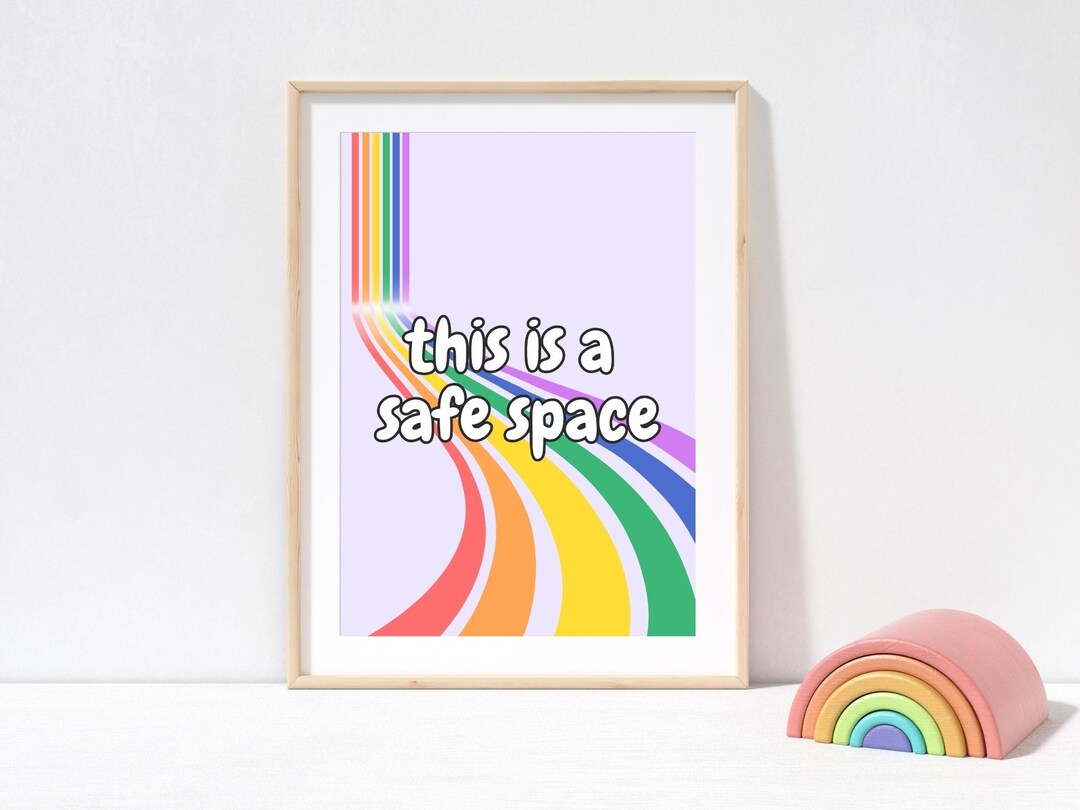 Rainbow Safe Space Print | LGBTQ Affirmation Therapy Office Art ...
