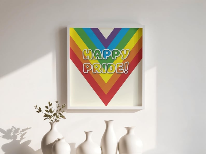 Happy Pride Rainbow Chevron Print | LGBTQ Queer Wall Art (digital ...
