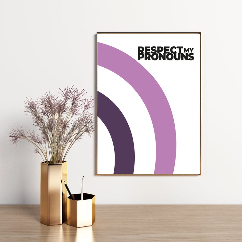 Queer Pride Flag Respect Pronouns LGBTQ Printable Wall Art - Etsy