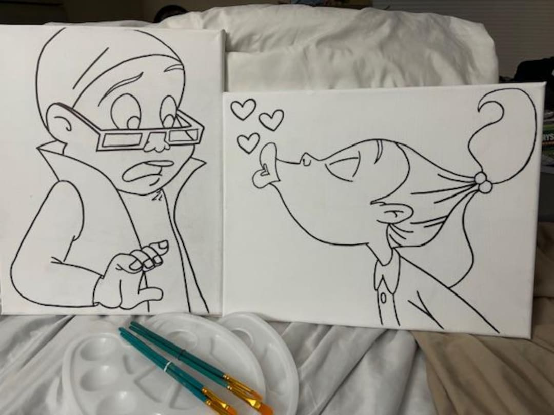 Pre-sketched Canvas for Paint N Sip Couple's Date Night Dijonay and ...
