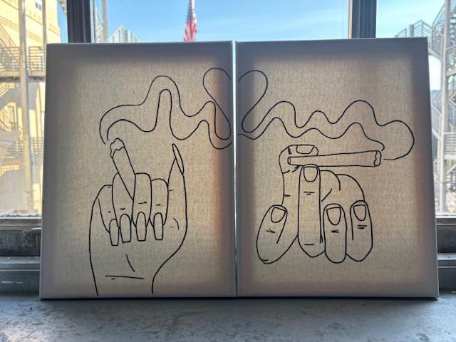 Pre Sketched DIY Smoke N Paint Couple Canvas - Etsy