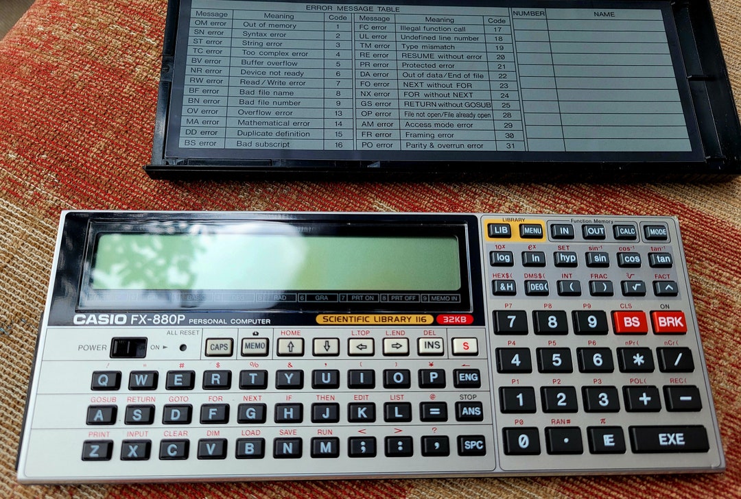 Casio FX-880P Personal Computer 32KB Pristine Working - Etsy