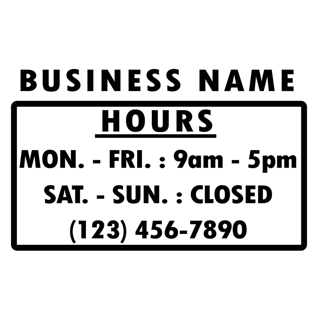 Store Hours Sticker Decal Sign Business Home Window Door Wall Vinyl ...