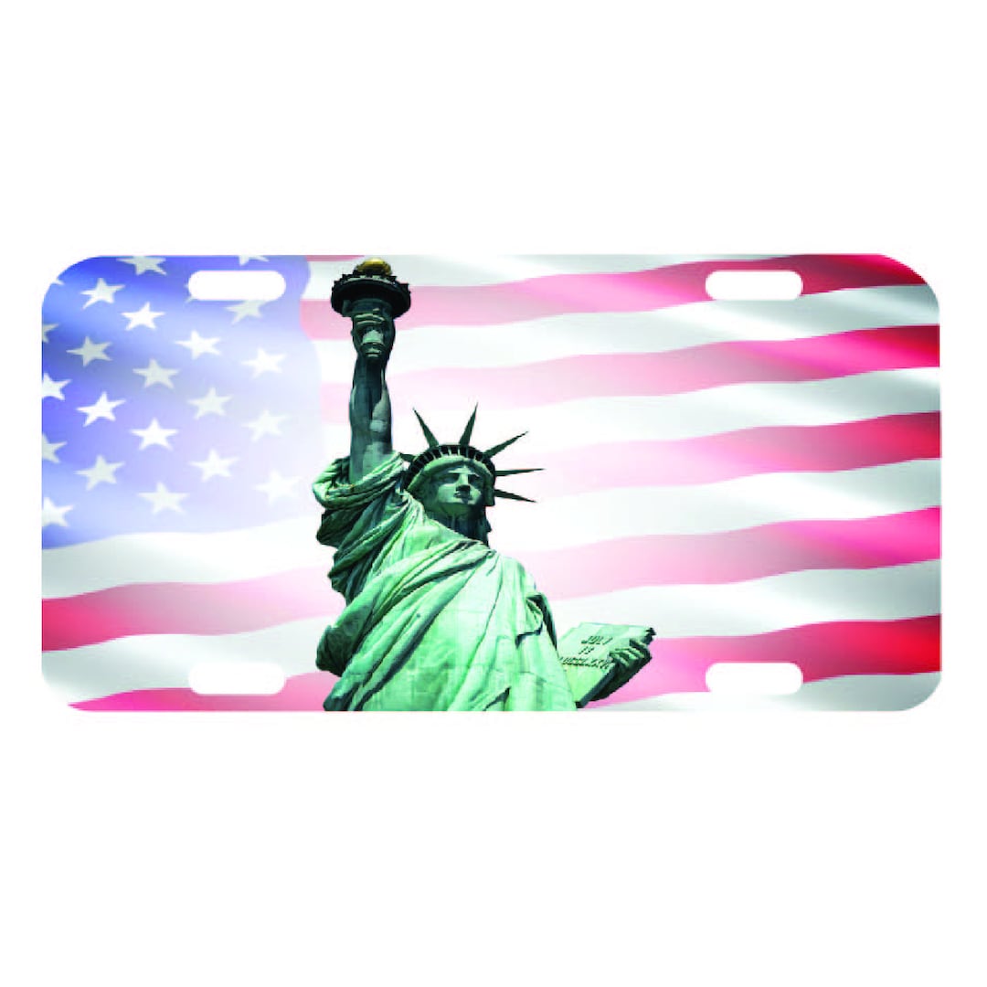 American Flag Statue of Liberty License Plate Tag Graphic for Truck SUV ...
