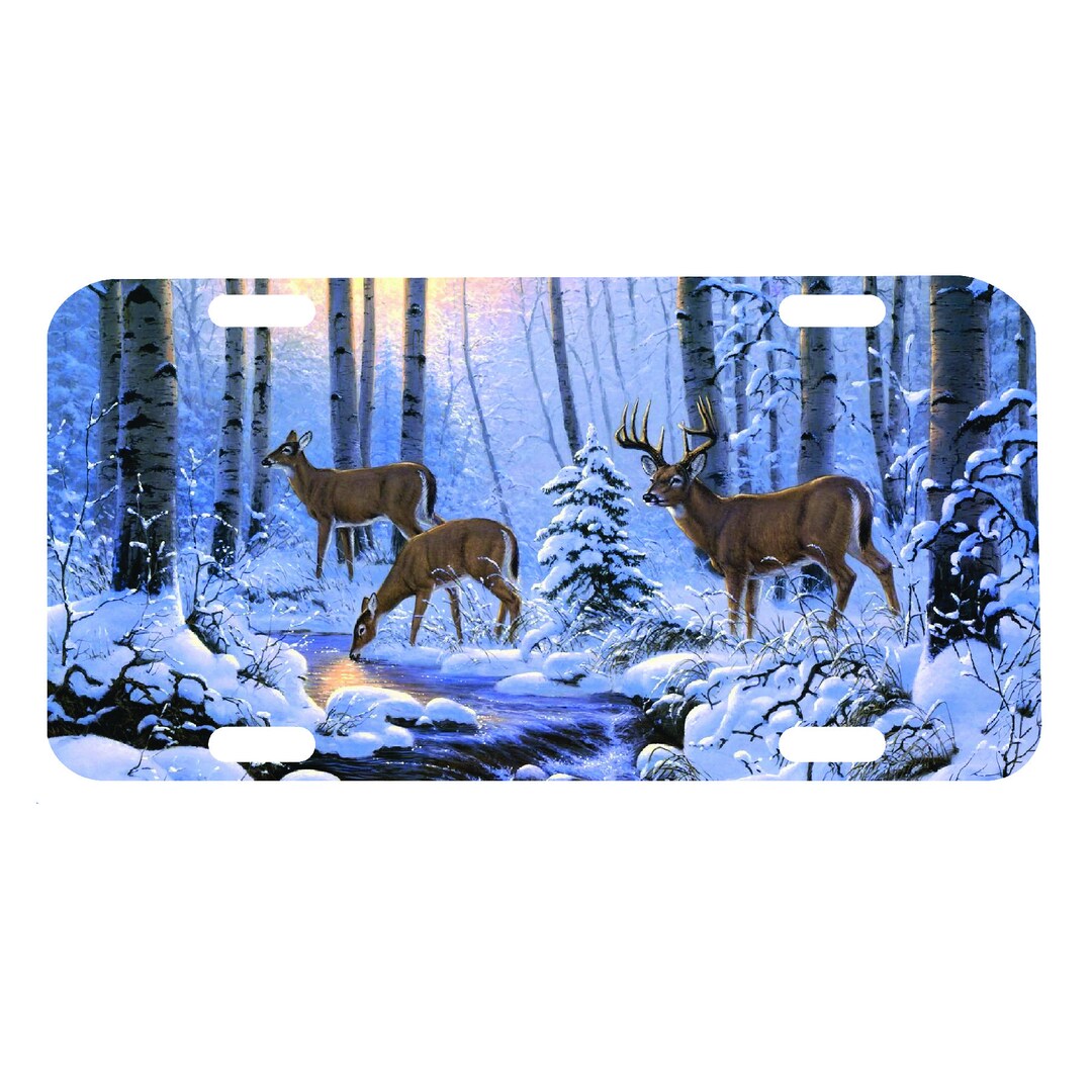 Deer in the Snow License Plate Tag Graphic for Truck SUV or Car - Etsy