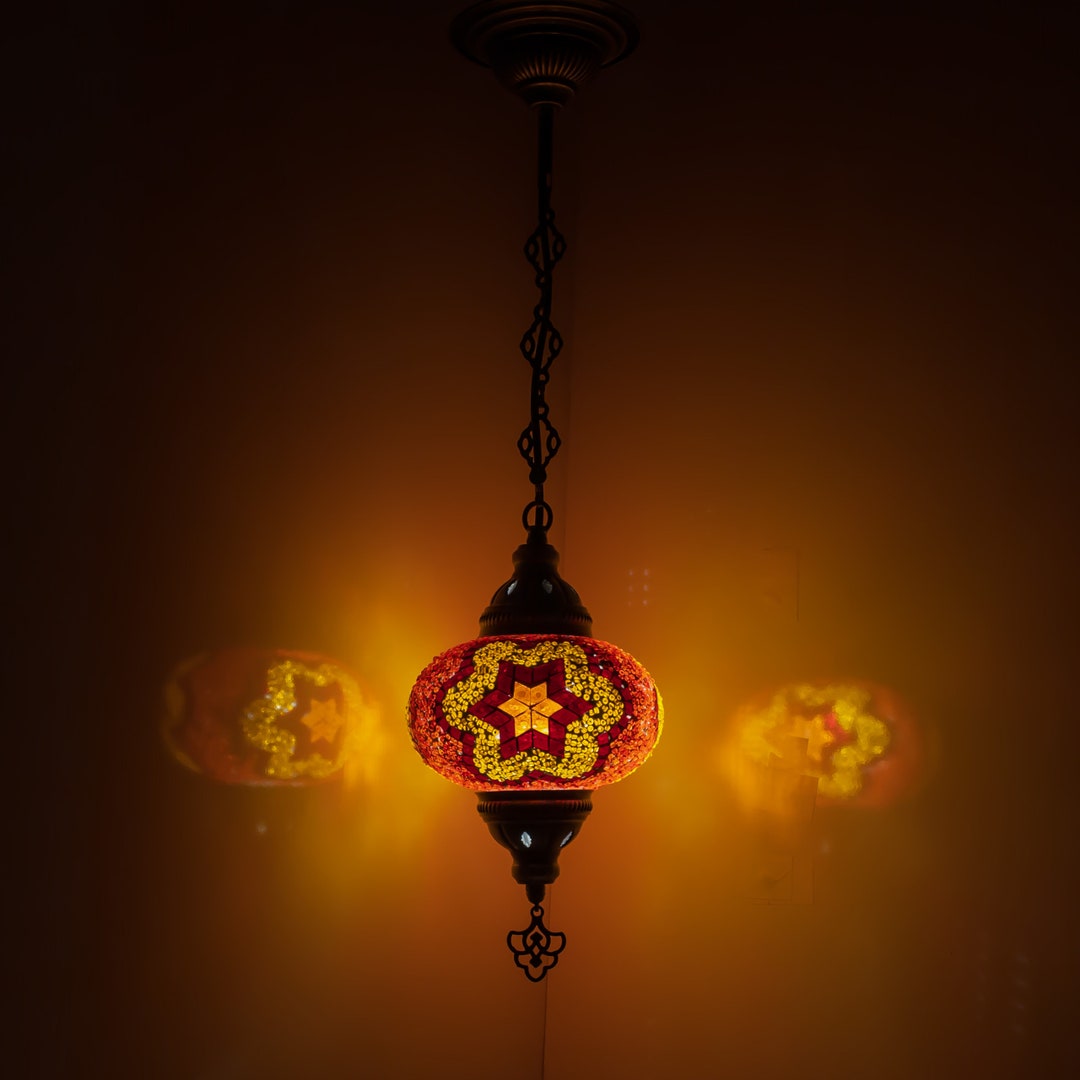 Handmade Turkish Mosaic Pendant Lamp: Moroccan Chandelier Light Fixture ...