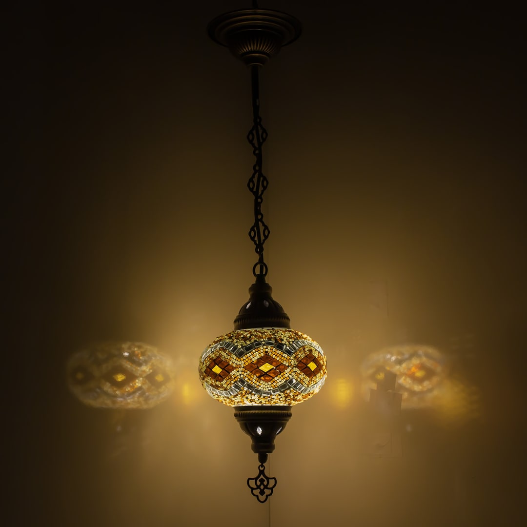 Turkish Mosaic Hanging Chandelier Pendant Lamp Handmade Ceiling Hanging ...