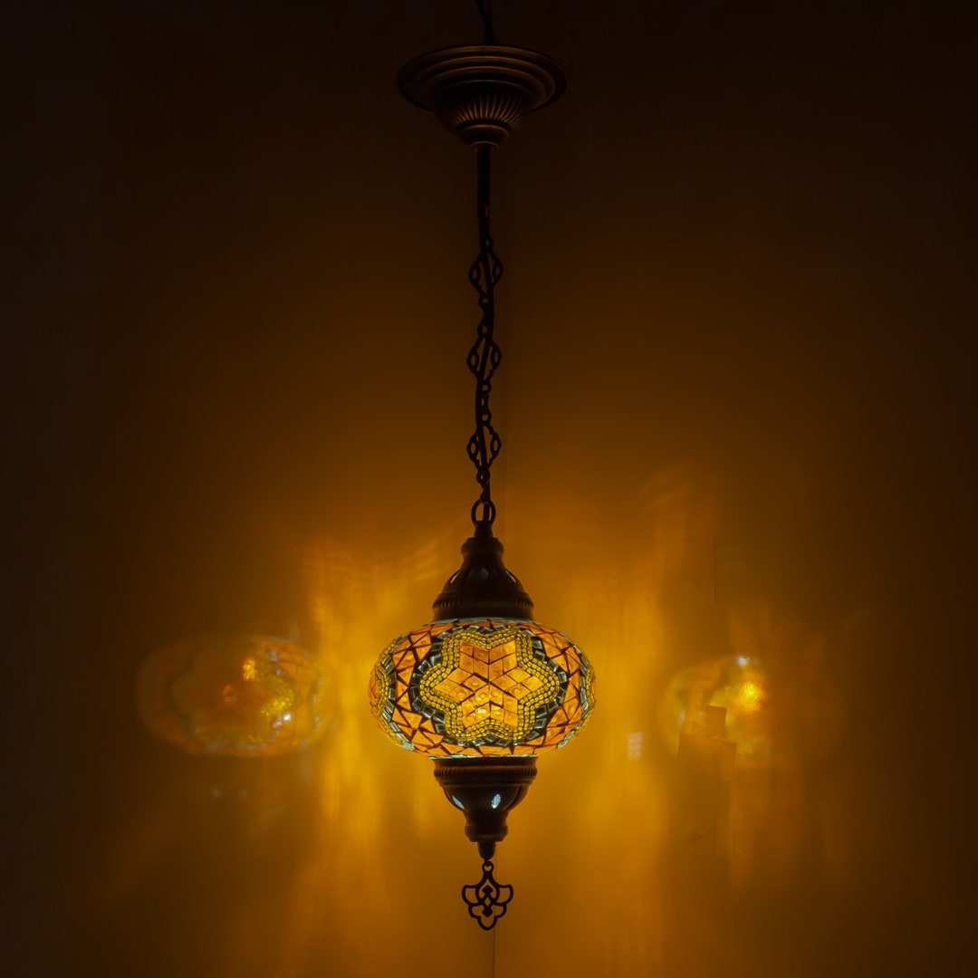 Turkish Mosaic Hanging Chandelier Pendant Lamp- Handmade Ceiling ...