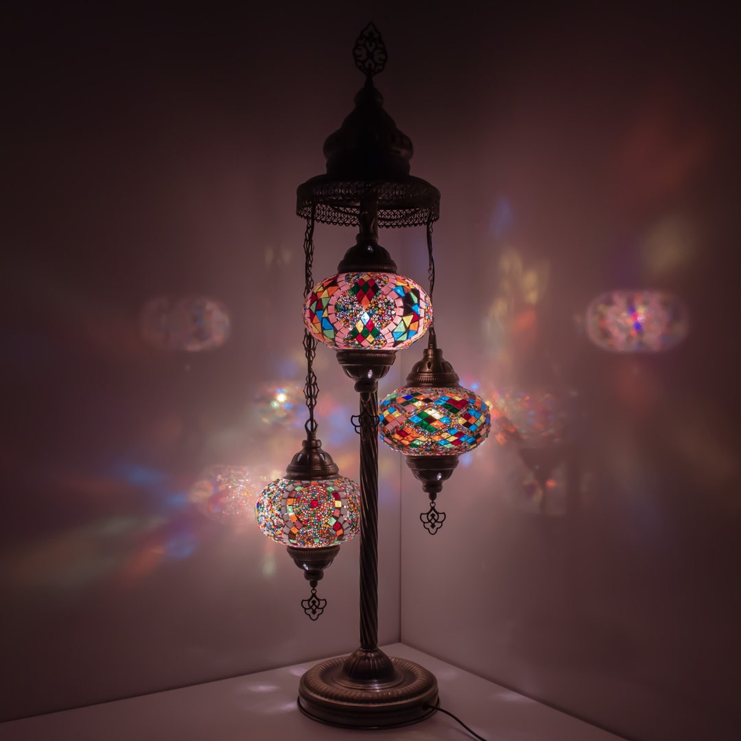 Turkish Moroccan Mosaic Floor Lamp | Turkish Lamp 3 Big Size 6.5 ...