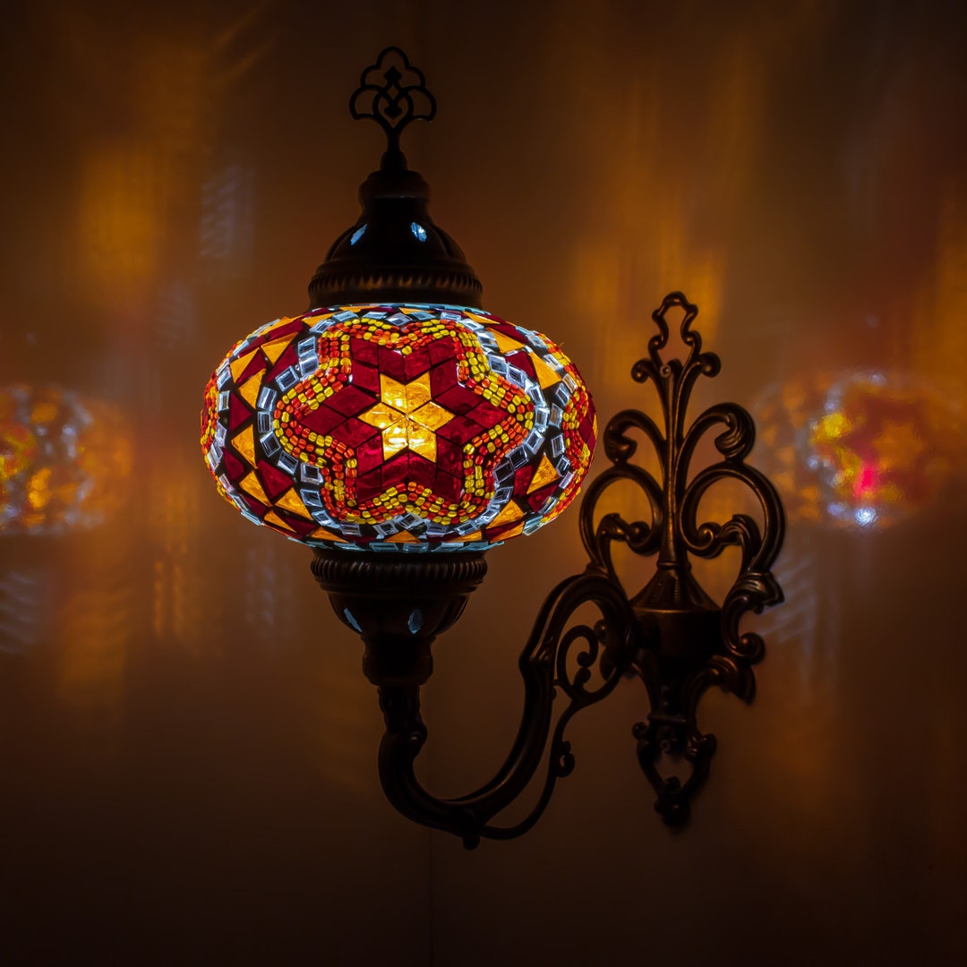 Handmade Turkish Mosaic Wall Sconce Lamp With Bronze Base - Etsy