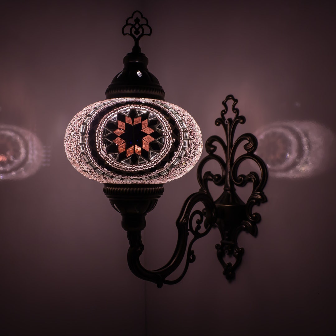 Handmade Turkish Mosaic Wall Sconce Lamp With Bronze Base - Etsy