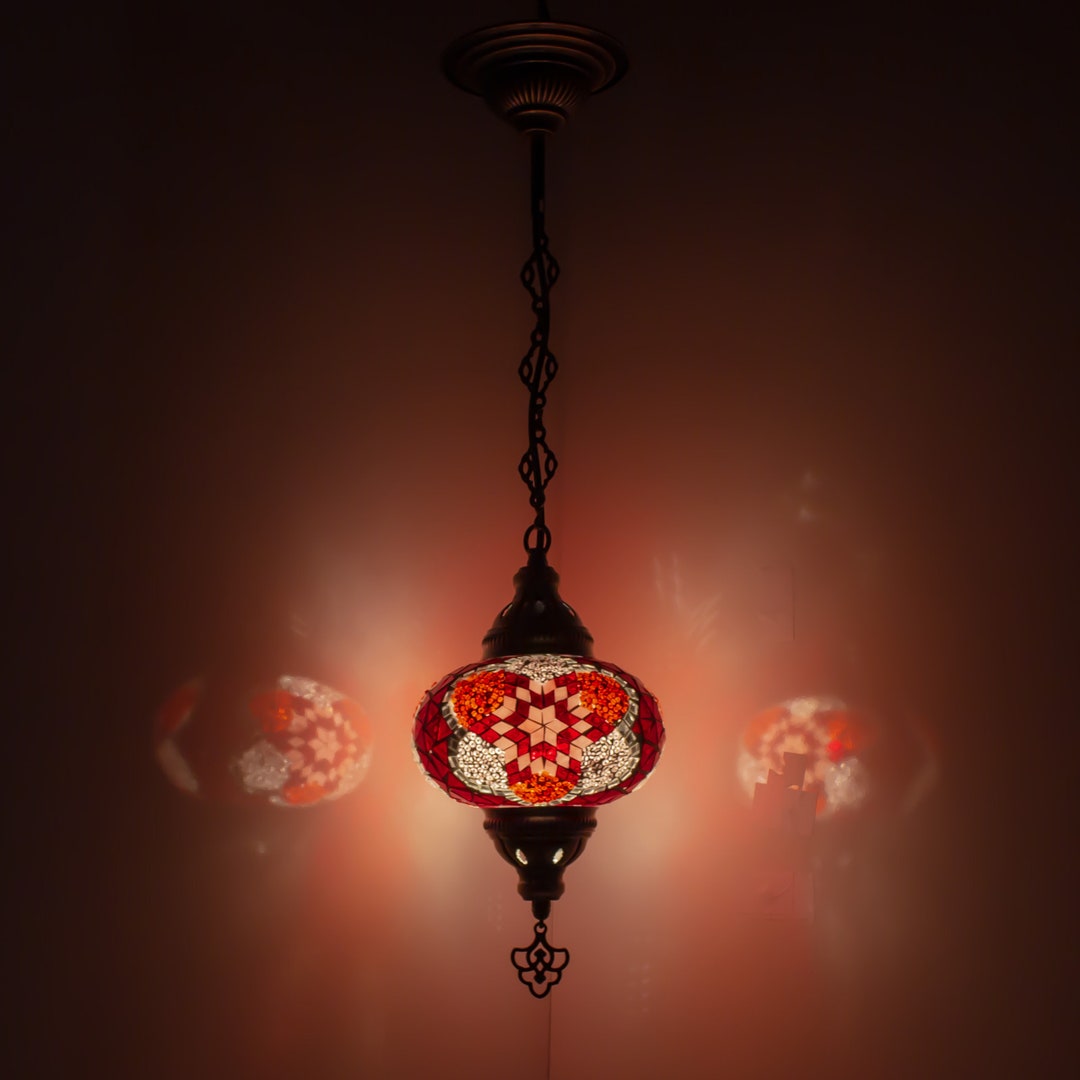 Turkish Mosaic Hanging Chandelier Pendant Lamp- Handmade Ceiling ...