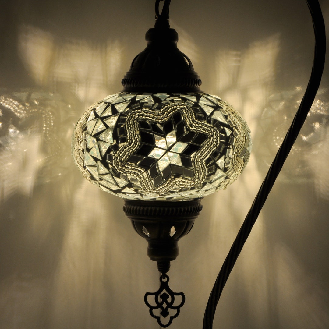 Handmade Turkish Mosaic Lamp: Swan Neck Bedside Table Lamp - Etsy