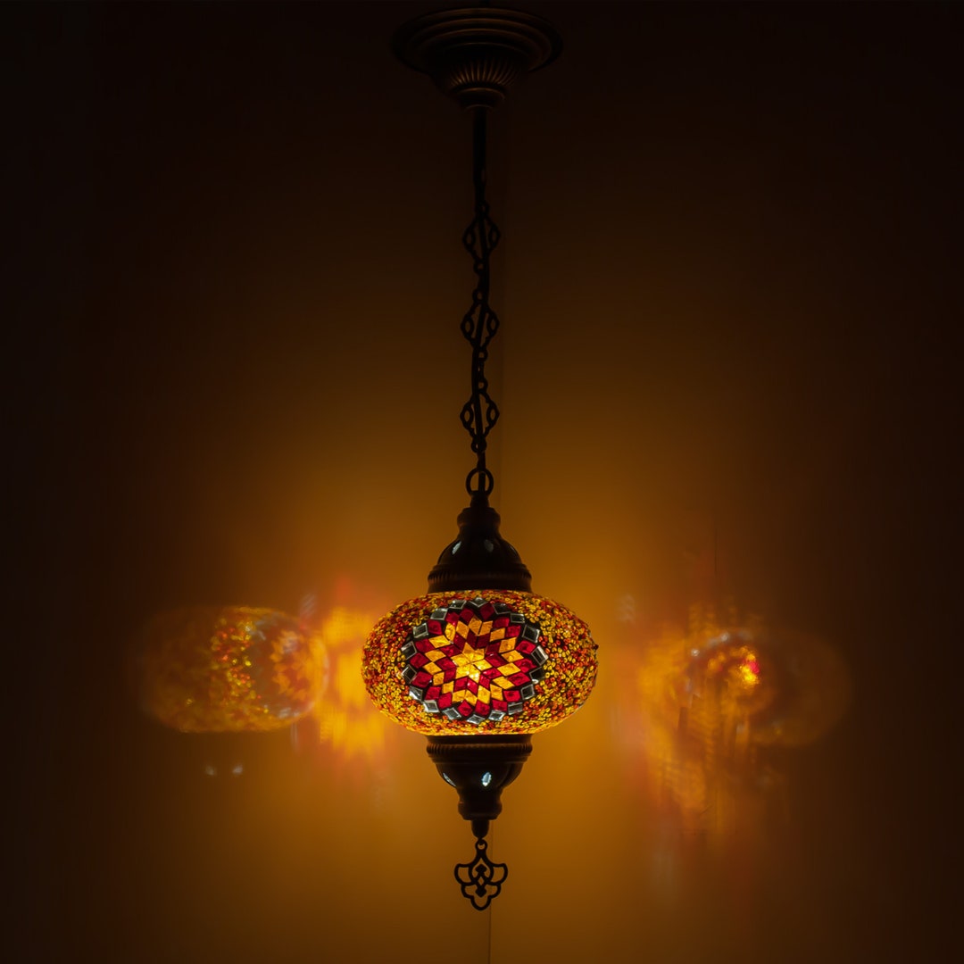 Turkish Mosaic Hanging Chandelier Pendant Lamp- Handmade Ceiling ...