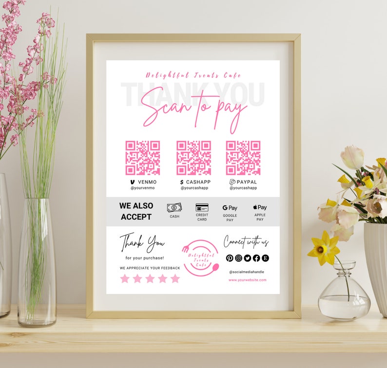 Editable QR Code Scan to Pay Poster DIY Printable Business - Etsy