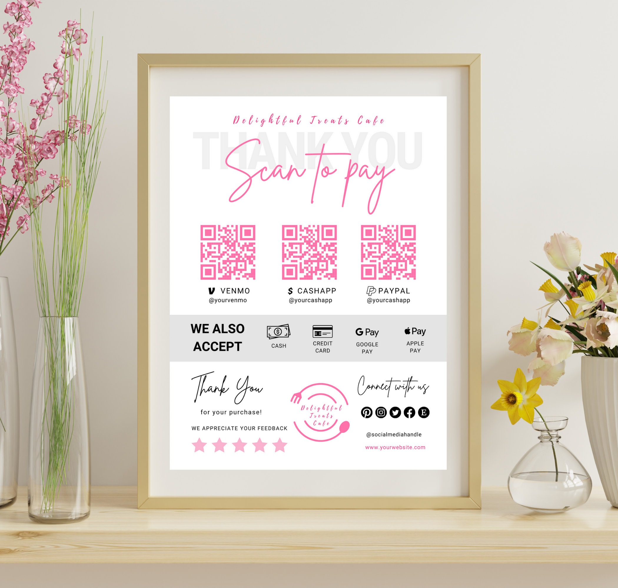 Editable QR Code Scan to Pay Poster DIY Printable Business - Etsy