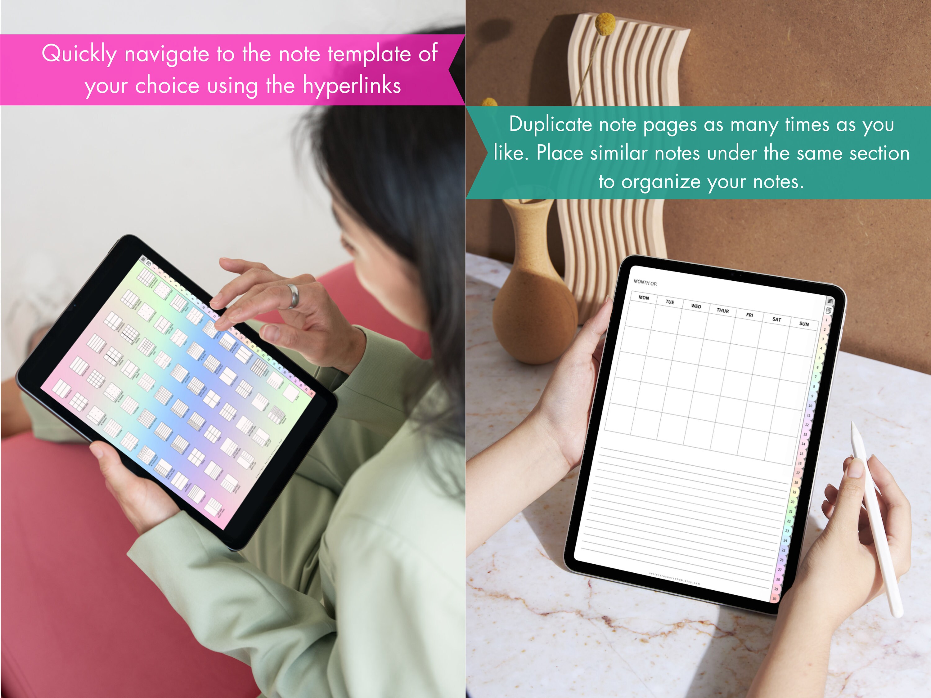 Goodnotes Notebook Template, Digital Note Book With Hyperlinked Tabs ...