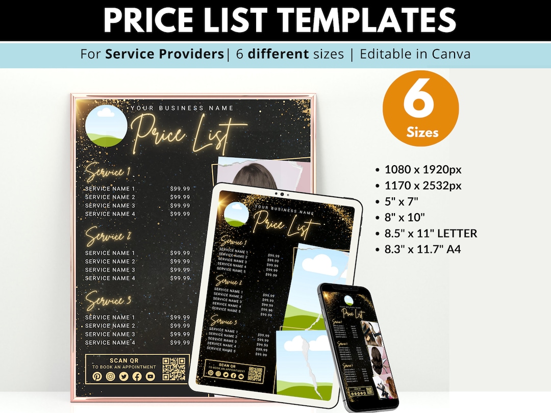 6 Pricing List Sheet Templates for Service Providers & Product Sellers ...