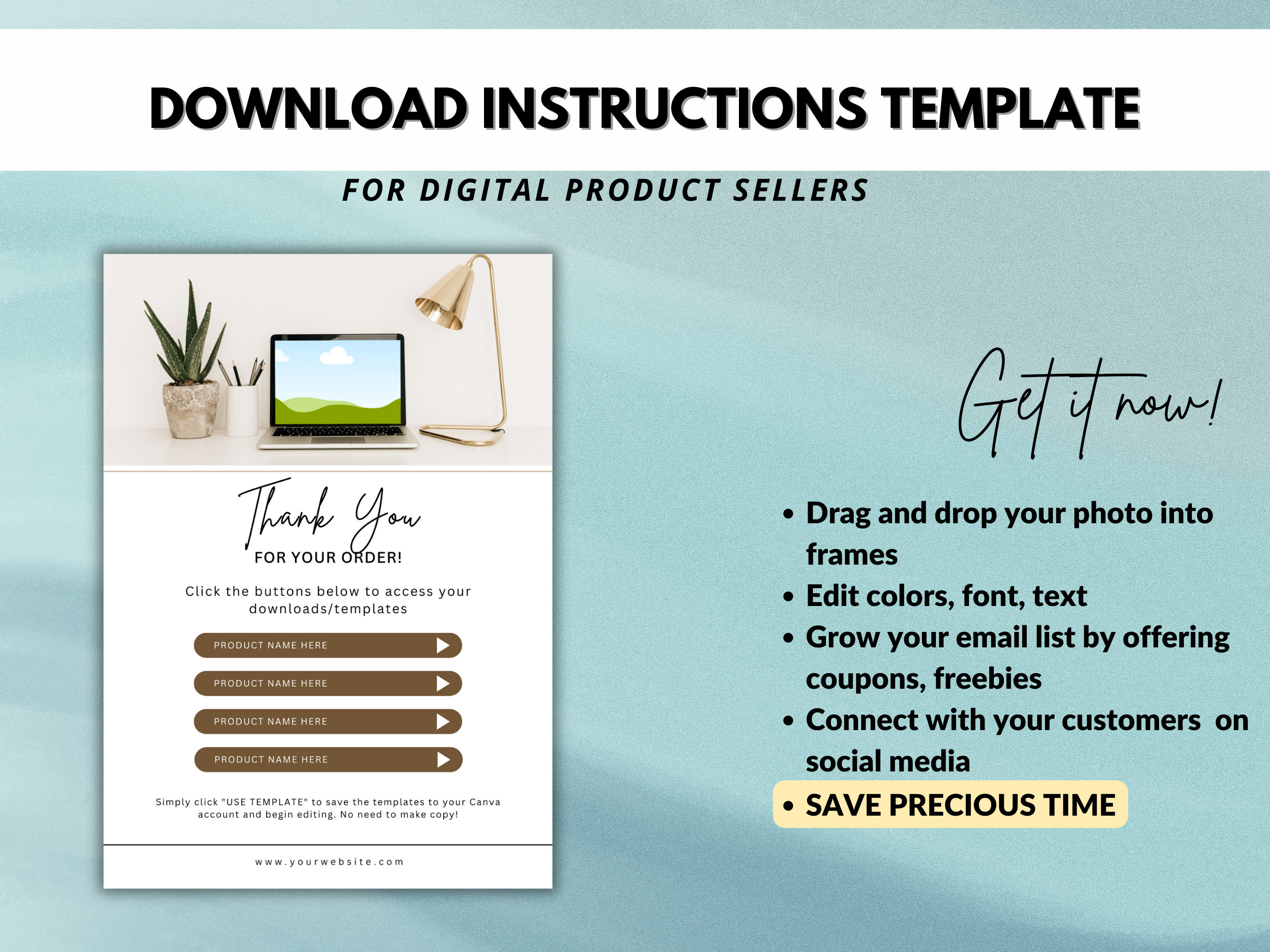 Digital Download Instruction Template for Digital Product - Etsy