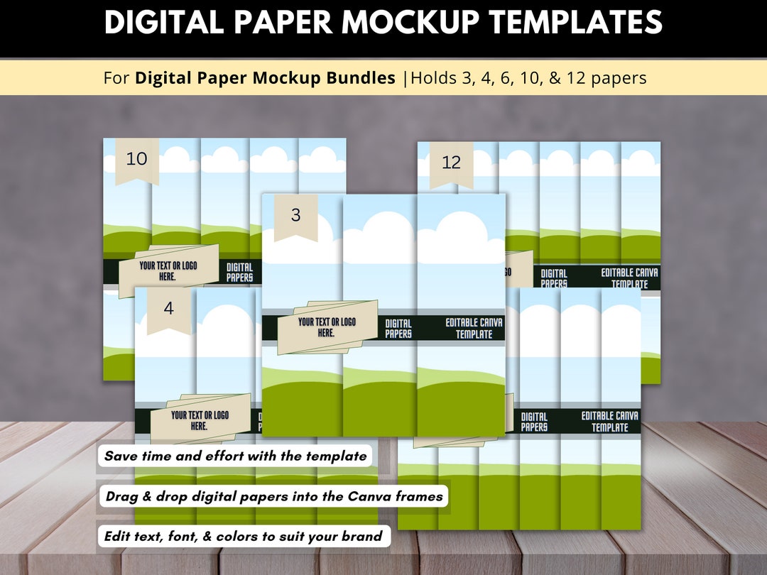 Editable Template for Digital Paper Bundles, Beige Banner. Change ...