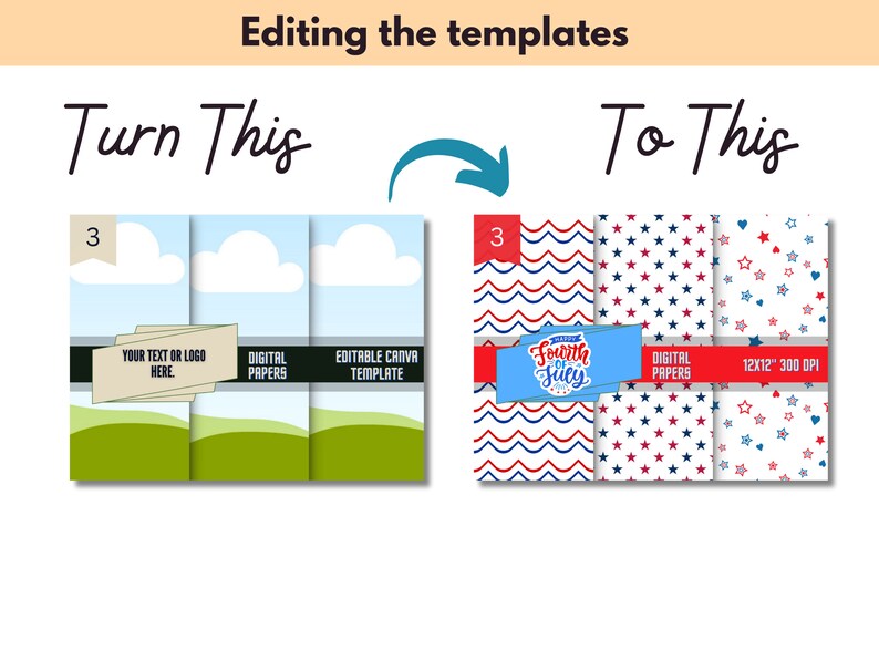 Mockup for Digital Paper Bundles, Editable Canva Template for Digital ...