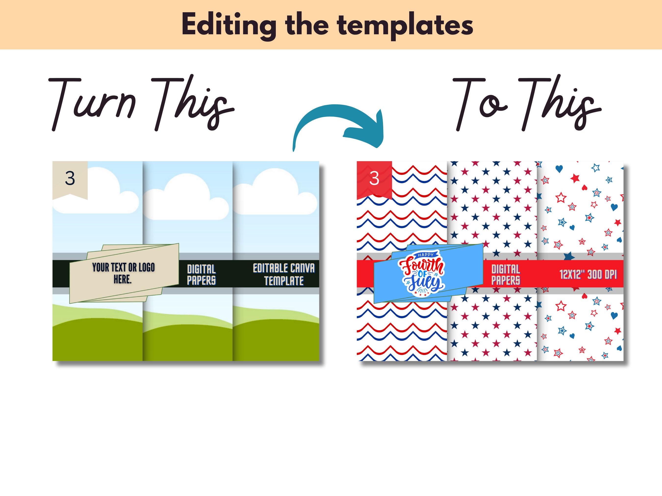 Mockup for Digital Paper Bundles, Editable Canva Template for Digital ...